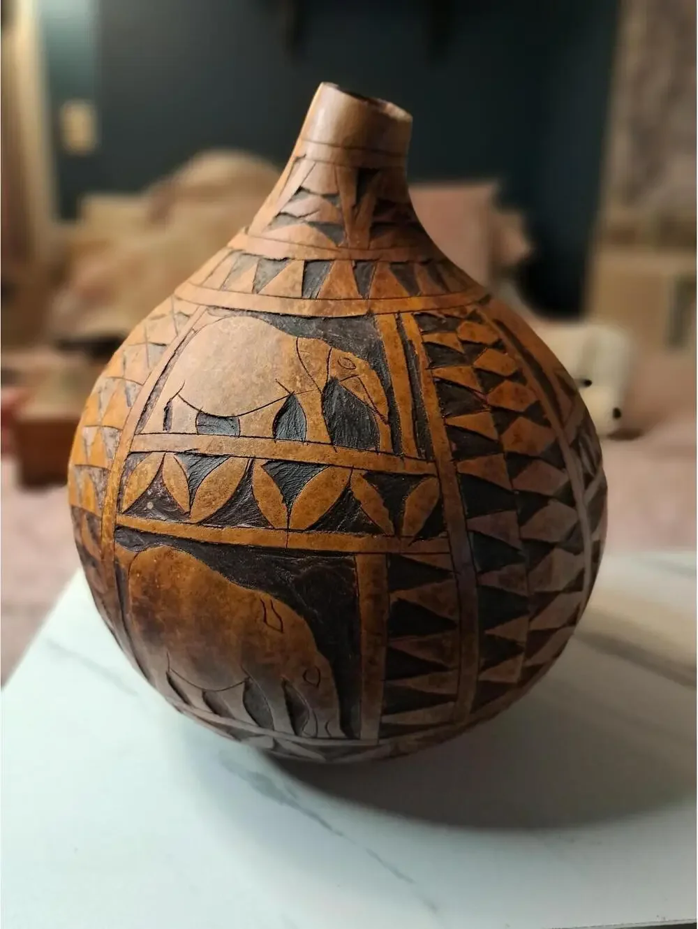 Accents | Vintage Handcrafted African Calabash Gourd Vessel Artist ...